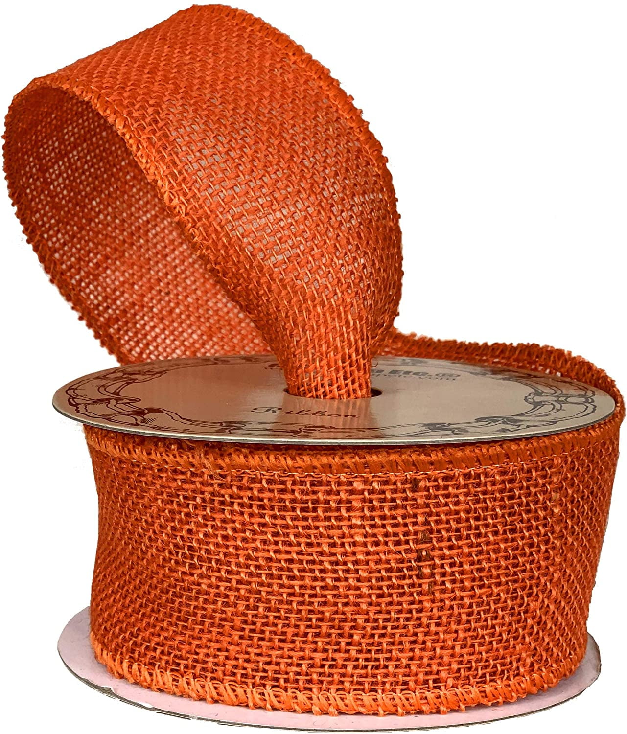 Orange Fabric Burlap Woven Ribbon - 2 1/2" x 10 Yards, Wired Edge ...