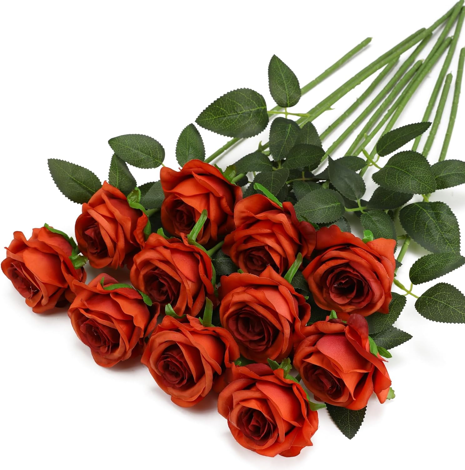 Orange Fake Roses Artificial Flowers - Fake Artificial Roses Silk ...