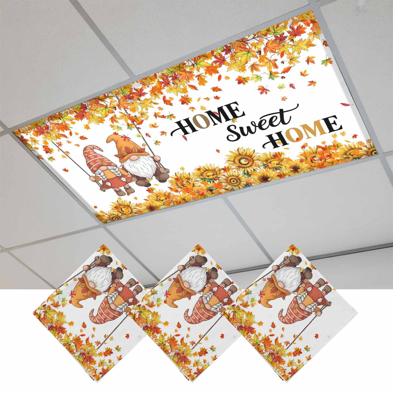 Orange Fall Fluorescent Light Covers, Thanksgiving Gnomes Maple Leaf ...