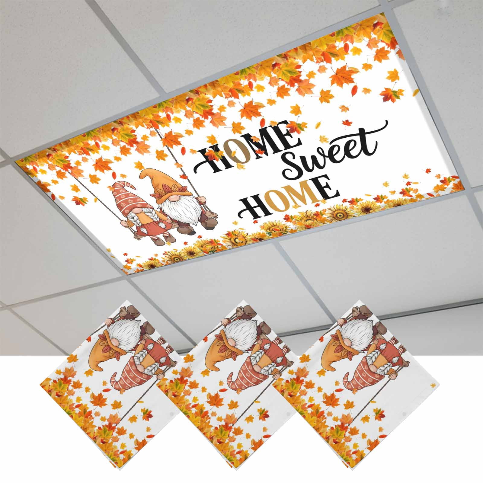 Orange Fall Fluorescent Light Covers, Thanksgiving Gnomes Sunflower ...