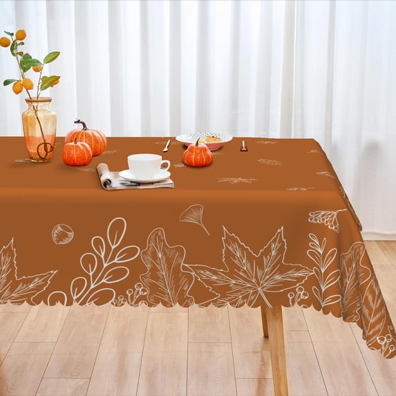 Orange Fall Tablecloth,Maple Leaf Plants Table Cover for Rectangle ...