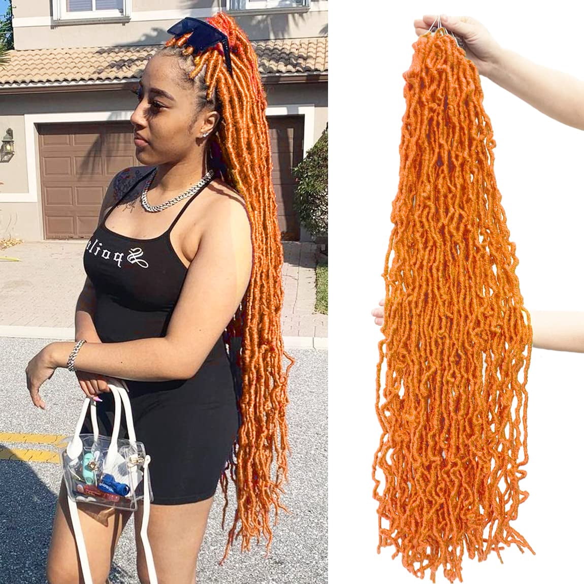 Orange Faux Soft Locs 36 Inch 7 Packs Bright Color Crochet Locs Hair ...
