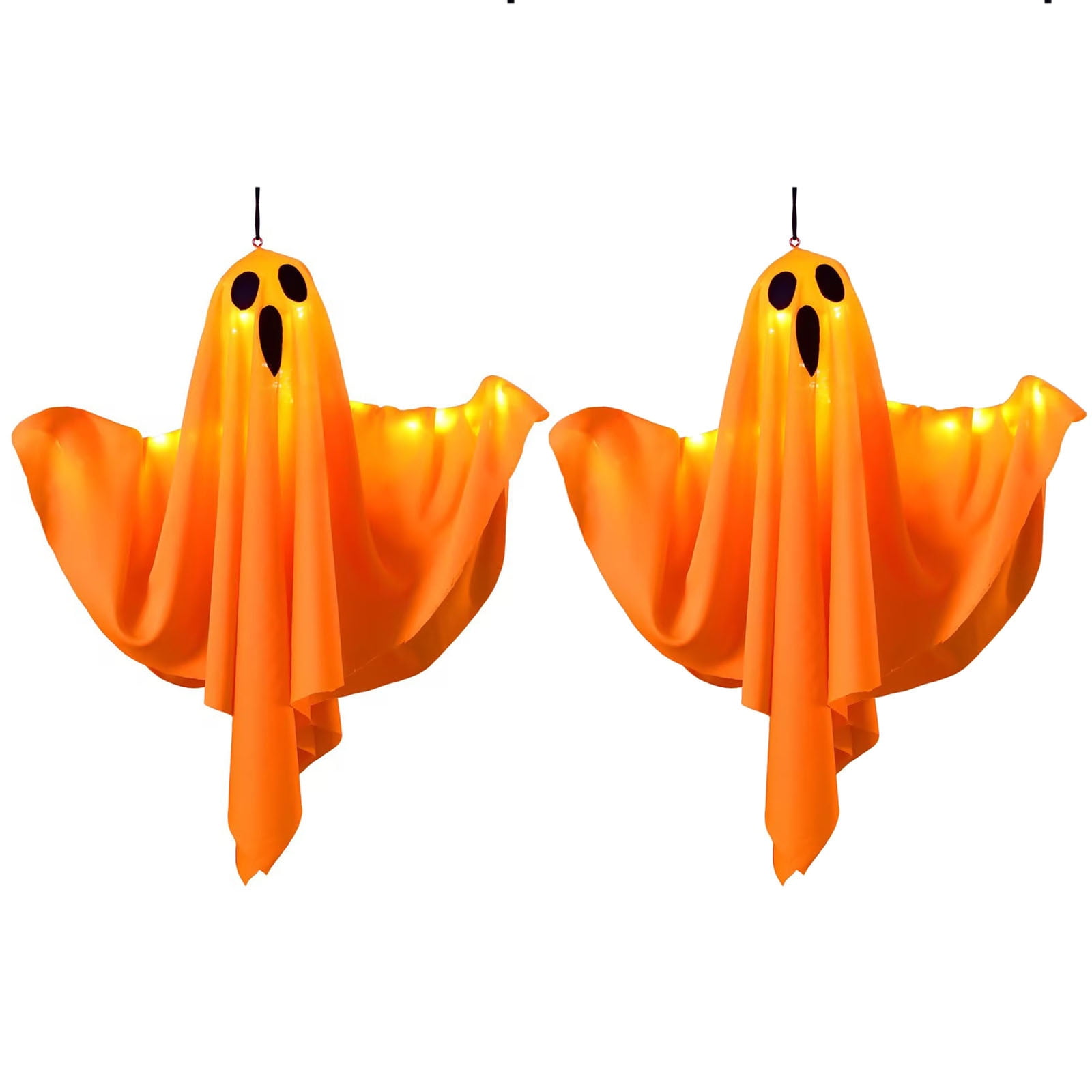 Orange Festive Luminous Hanging Ghost Decor Set Holiday Party ...