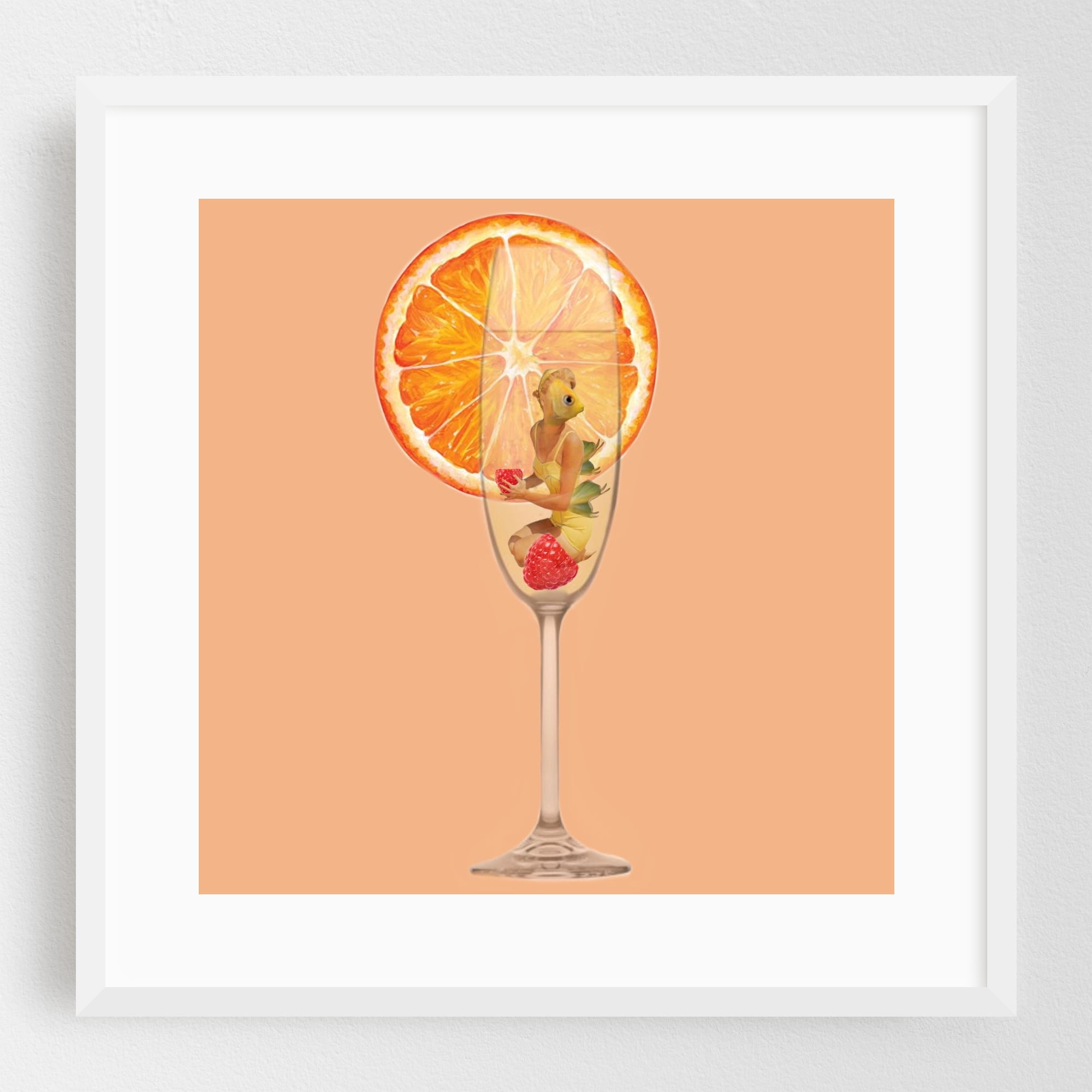 Orange Fish Lady - Collage Surrealism Modern Art Fruit Cocktail Pop Art ...