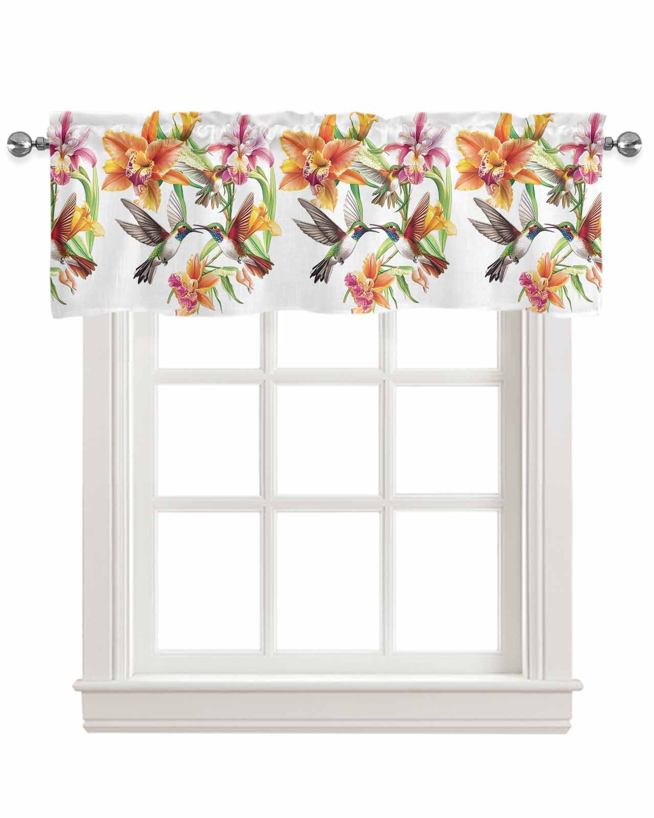Orange Floral Kitchen Valances for Windows Farmhouse Linen Window ...