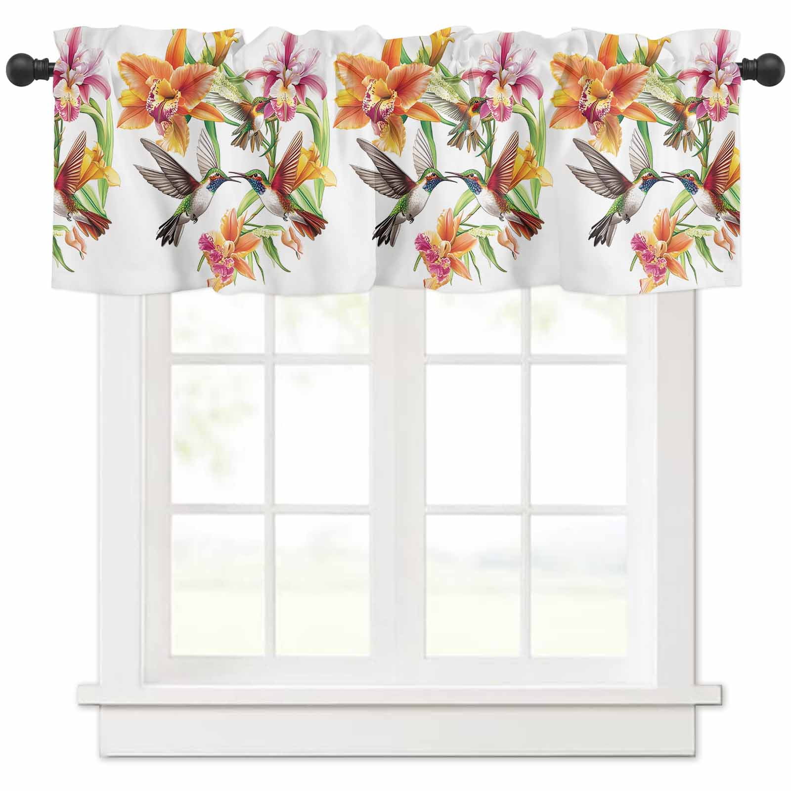 Orange Floral Valances for Windows Farmhouse Kitchen Curtains Valances ...