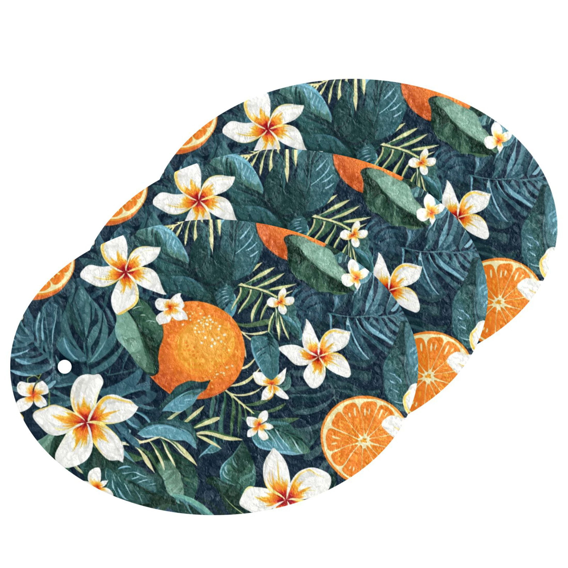 Orange Flowers Leaves 3 Pack Dish Sponges Bulk Natural Sponges ...