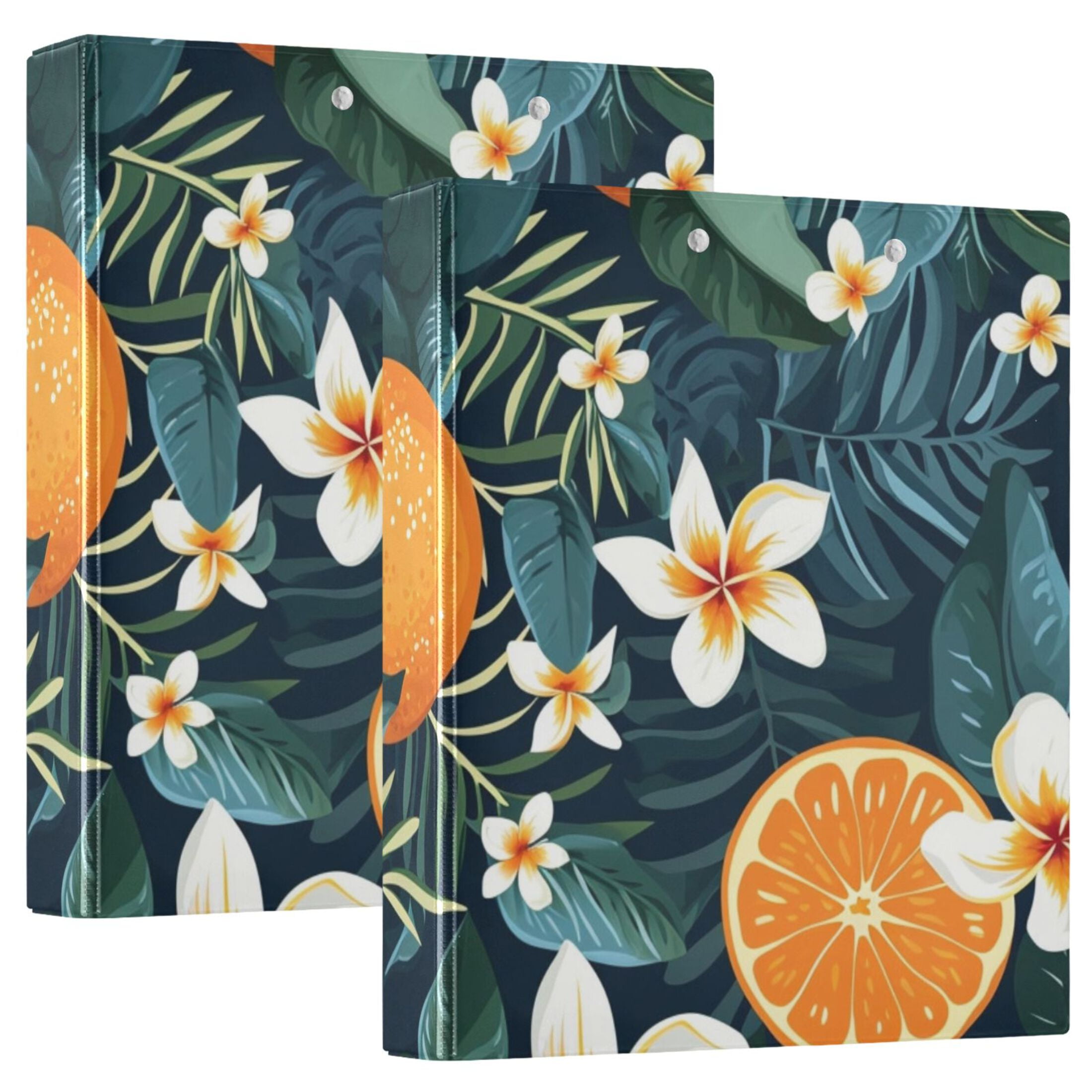 Orange Flowers Leaves 3 Ring Binders 1.5 inch Hardcover File Folders ...