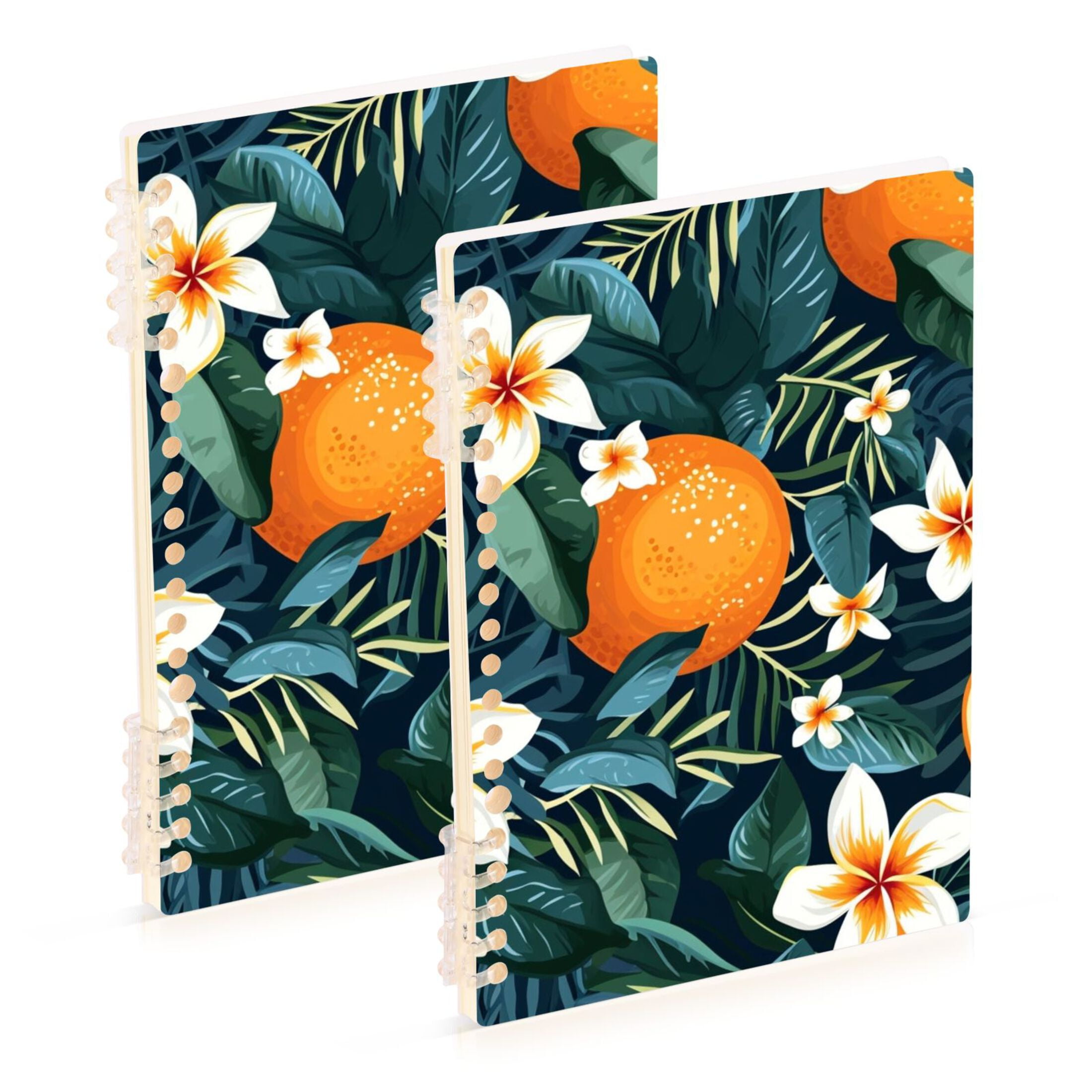 Orange Flowers Leaves Ring Binder Notebook Journey Note Diary College ...