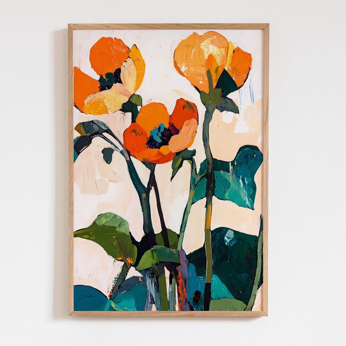 Orange Flowers Matisse Style Bold Minimal Floral Modern Impressionism ...