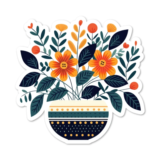 Orange Flowers Sticker, Water Resistant, Scrapbooking, Laptop,Phone ...