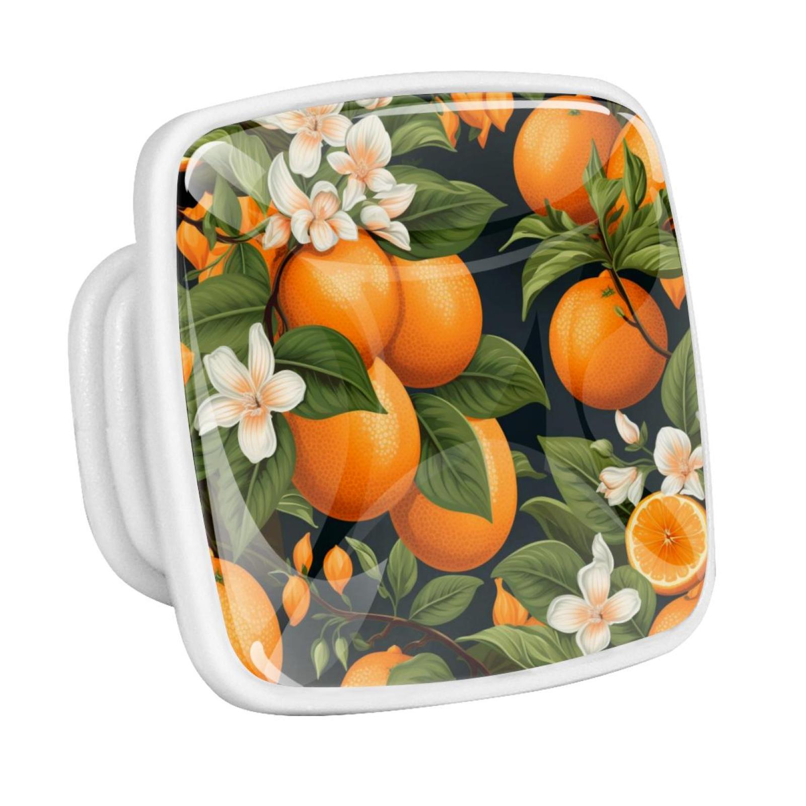 Orange Fluorescent Drawer Pulls with Screws Square 4-Pack Glow Dark Knobs for Cabinets Wardrobes ...