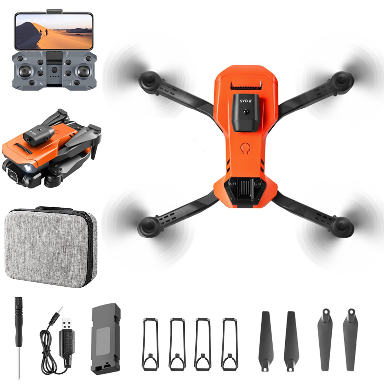Orange Foldable Drone With 1080P Camera, Obstacle Avoidance, Wifi Fpv ...