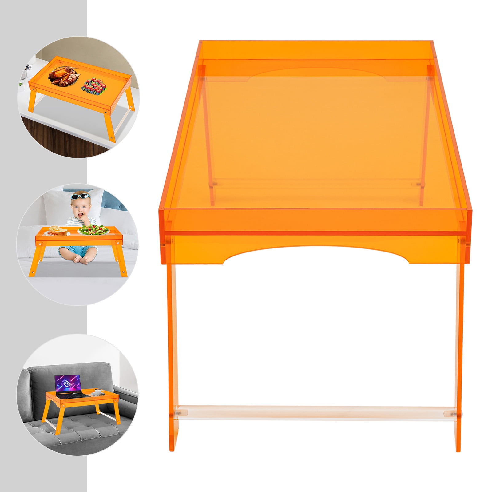 Orange Folding Lap Desk Lap Table, Acrylic Bed Table Tray, Serving Tray ...