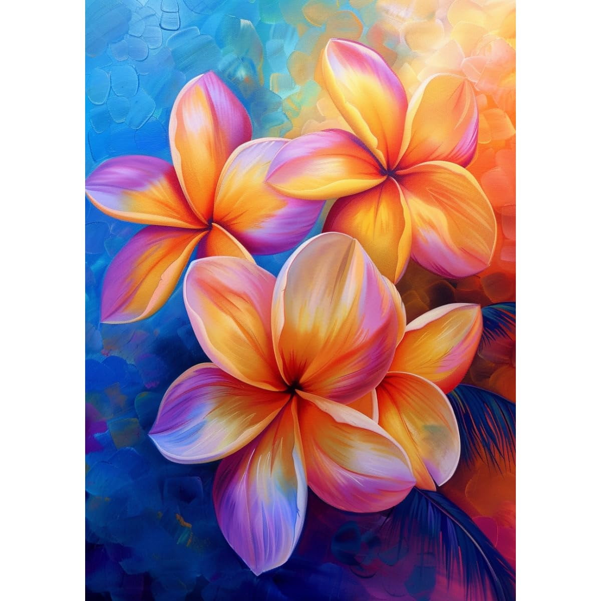 Orange Frangipani Plumeria Flower 5D Diamond Art DIY Paint with Full ...
