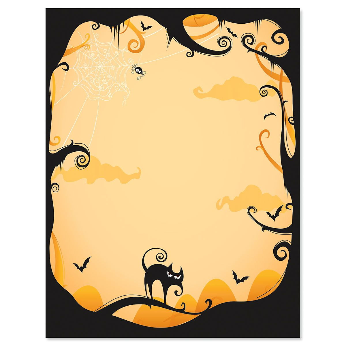 Orange Fright Night Halloween Letter Papers- 25 Sheets of of Holiday ...