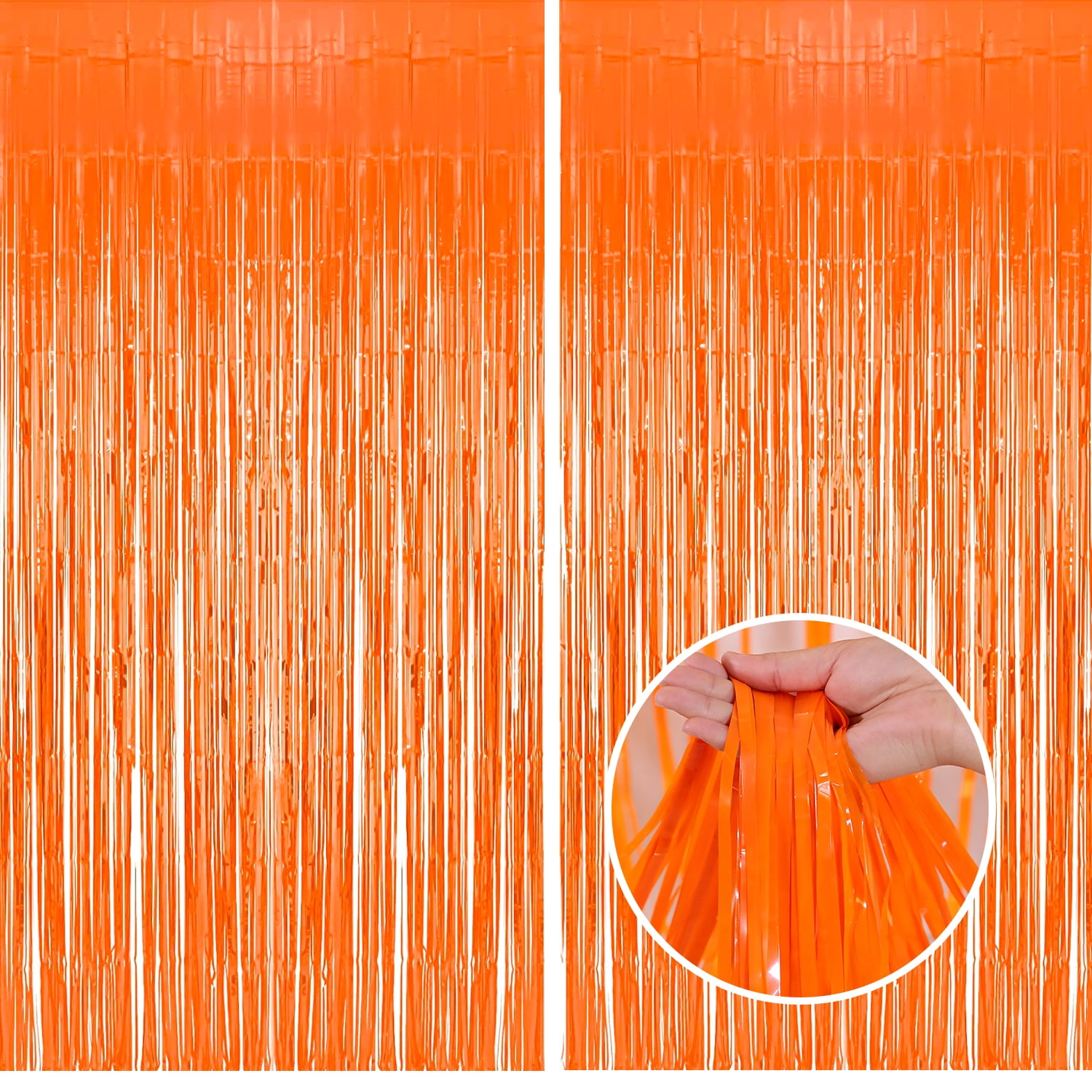 Orange Fringe Curtains Party Decorations Bright Color Tinsel Backdrop ...