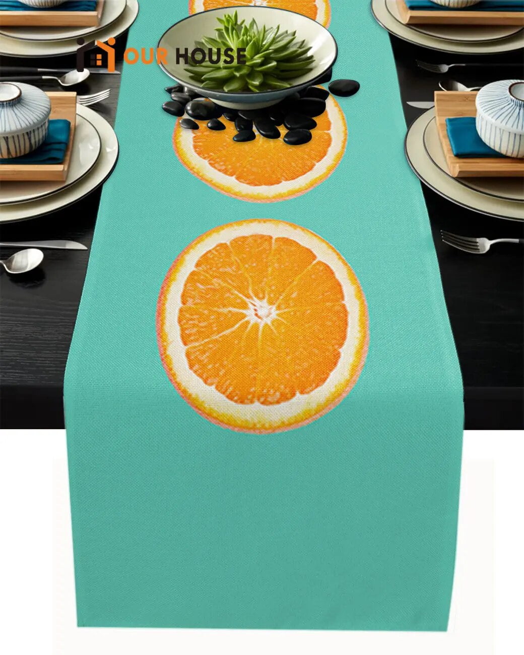Orange Fruit Blue Fresh Wedding Home Party Table Runners Coffee Table ...