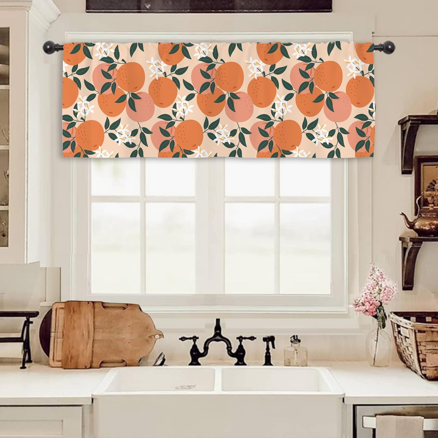 Orange Fruit Cute Kitchen Curtain Valance 54W x 18H Rod Pocket Citrus ...