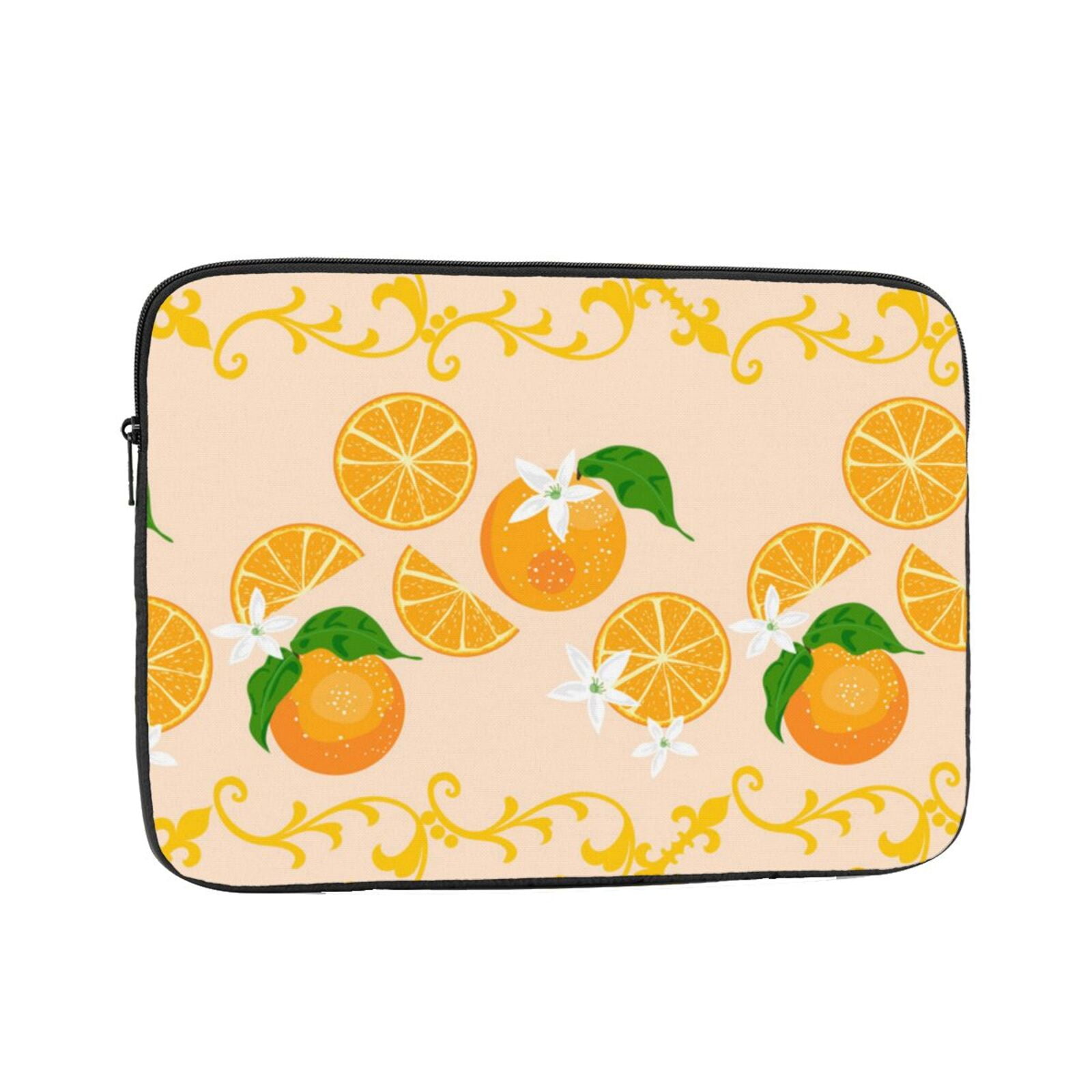 Orange Fruit Flowers Horizontal Border 15 inch Portable Laptop Sleeve ...