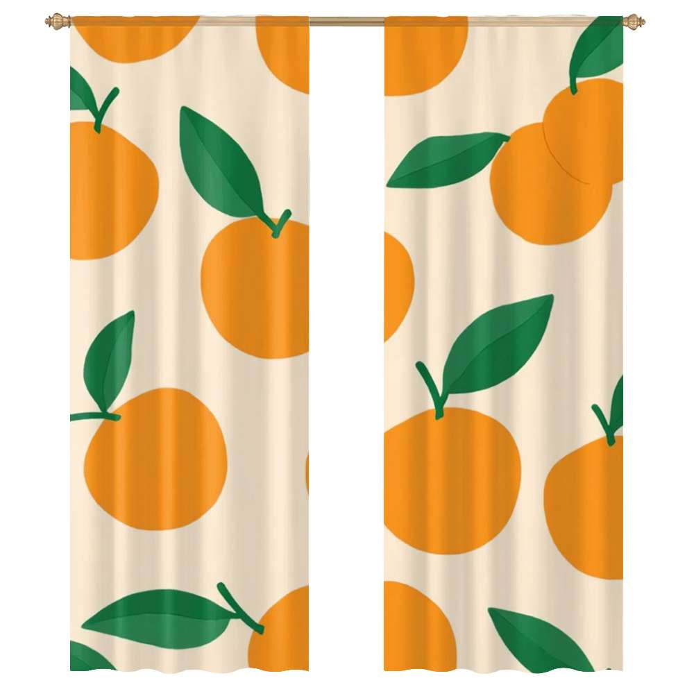 Orange Fruit Pattern Simple Design Sheer Window Curtains for Living ...