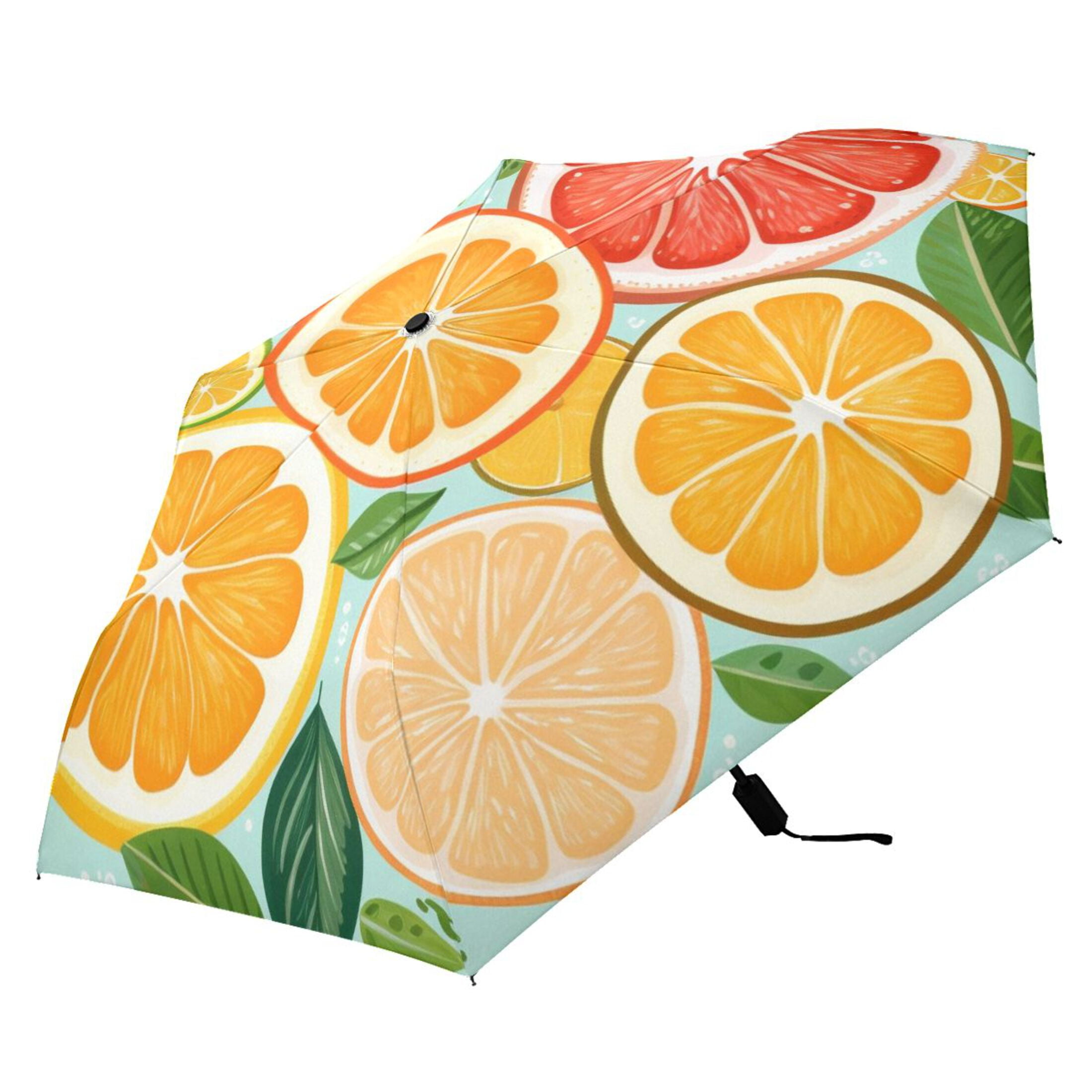 Orange Fruits Compact Folding Umbrella for Rain Windproof Travel ...