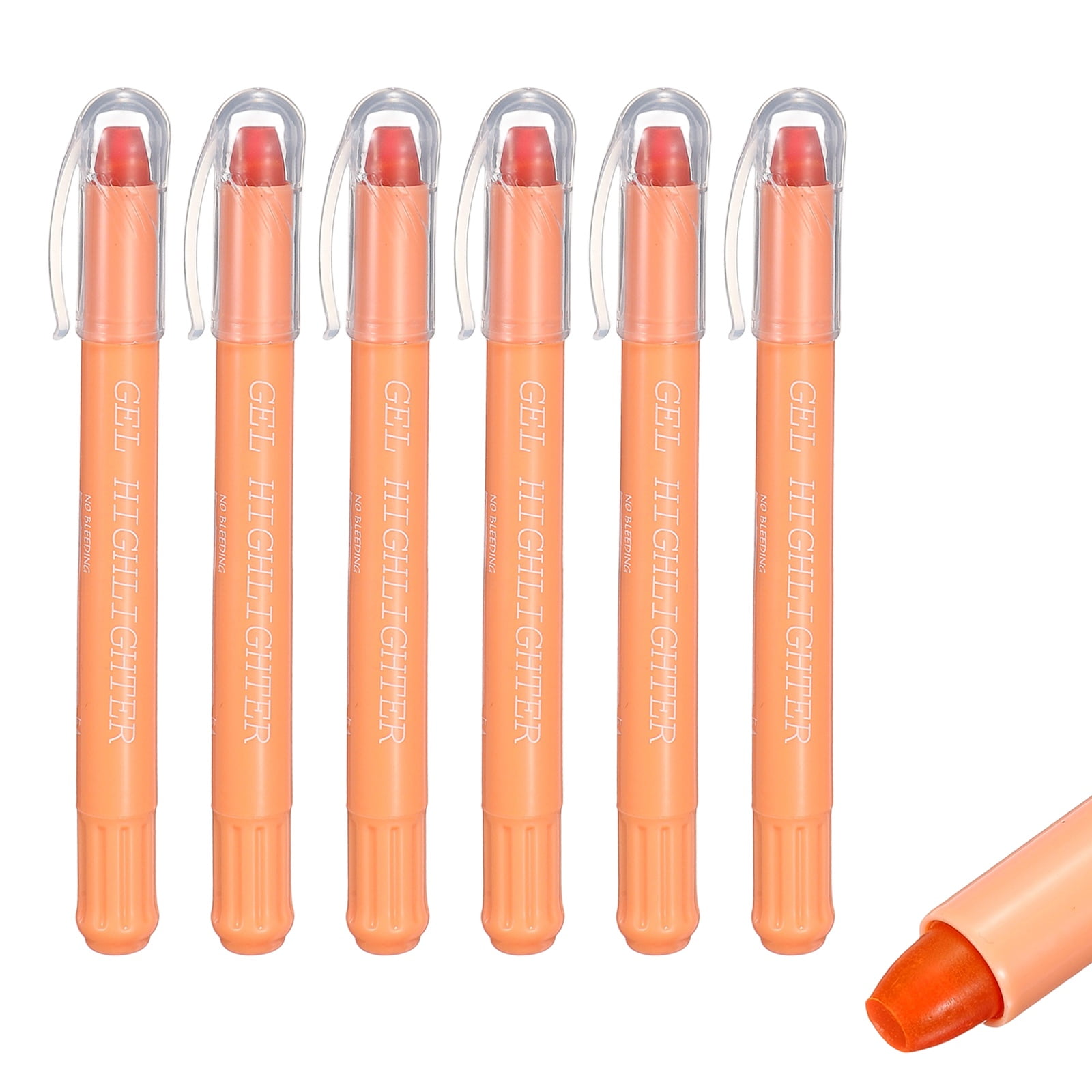Orange Gel Highlighters, 6 Pack Gel High Lighters No Bleeds Highliters ...