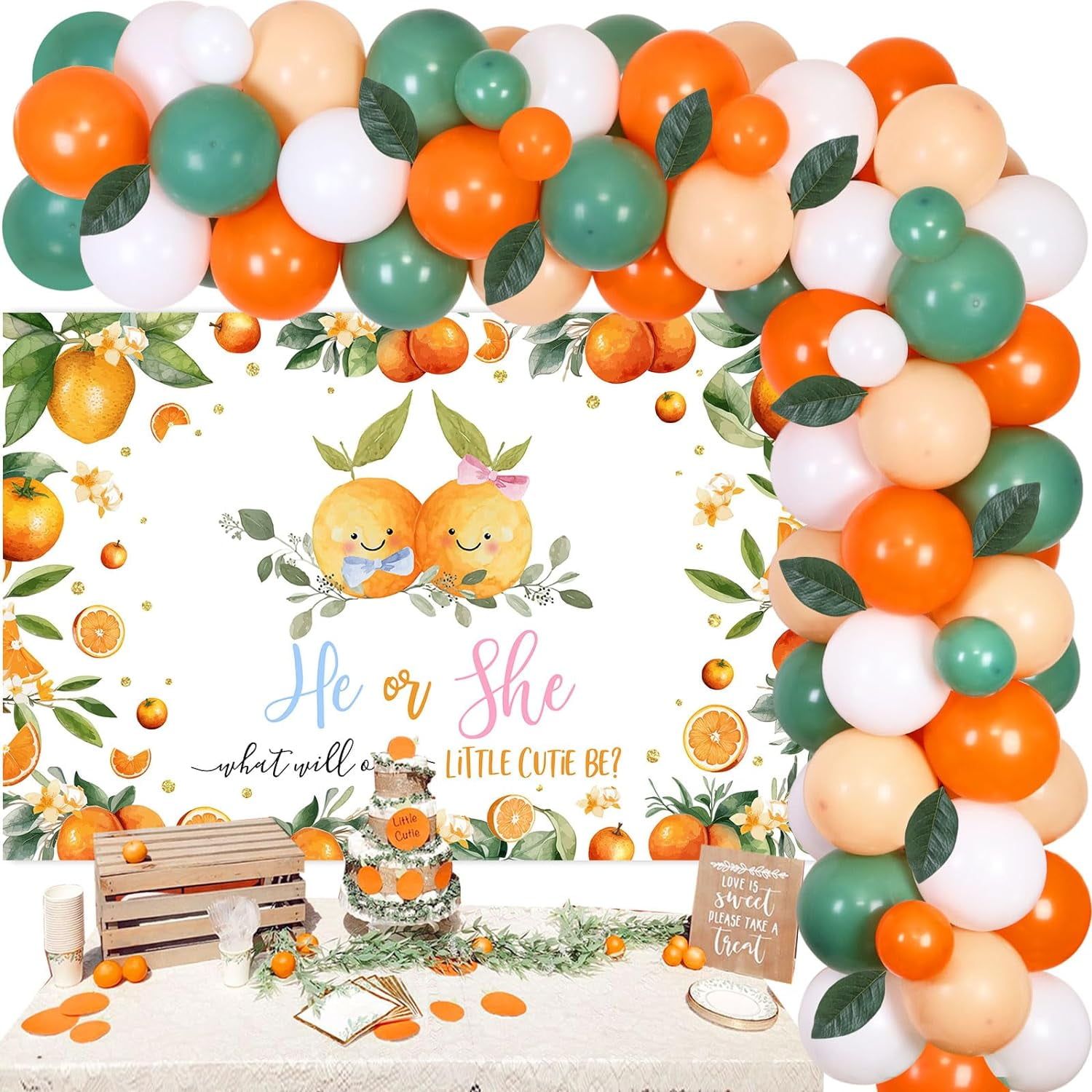 Balterever Gender Reveal Party Decor with Backdrop & Balloon Arch ...