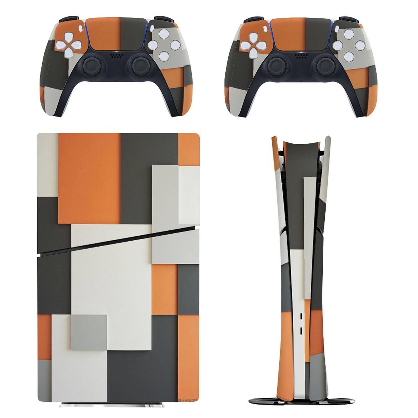 Orange Geometric Art, Black And White Orange PS5/PS5 Slim Digital Disc ...