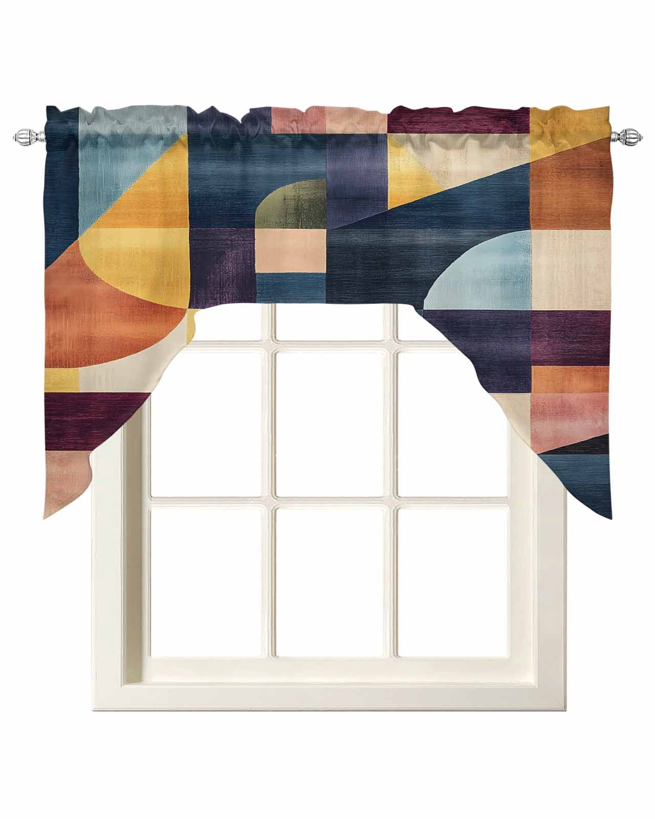 Orange Geometric Kitchen Curtains Swag Valance for Windows/Bathroom ...