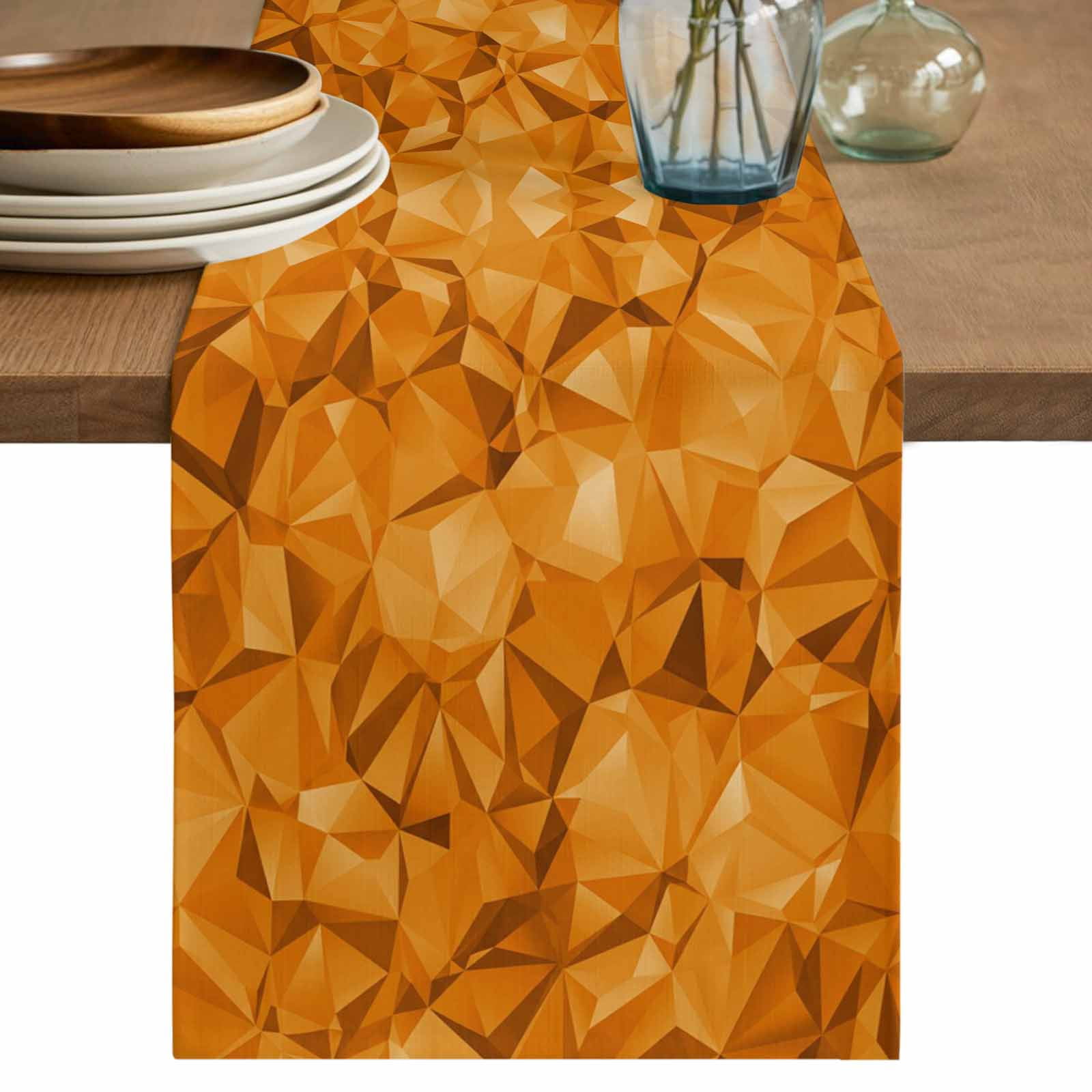 Orange Geometric Table Runner, Modern Luxury Aesthetic Abstract Motifs ...