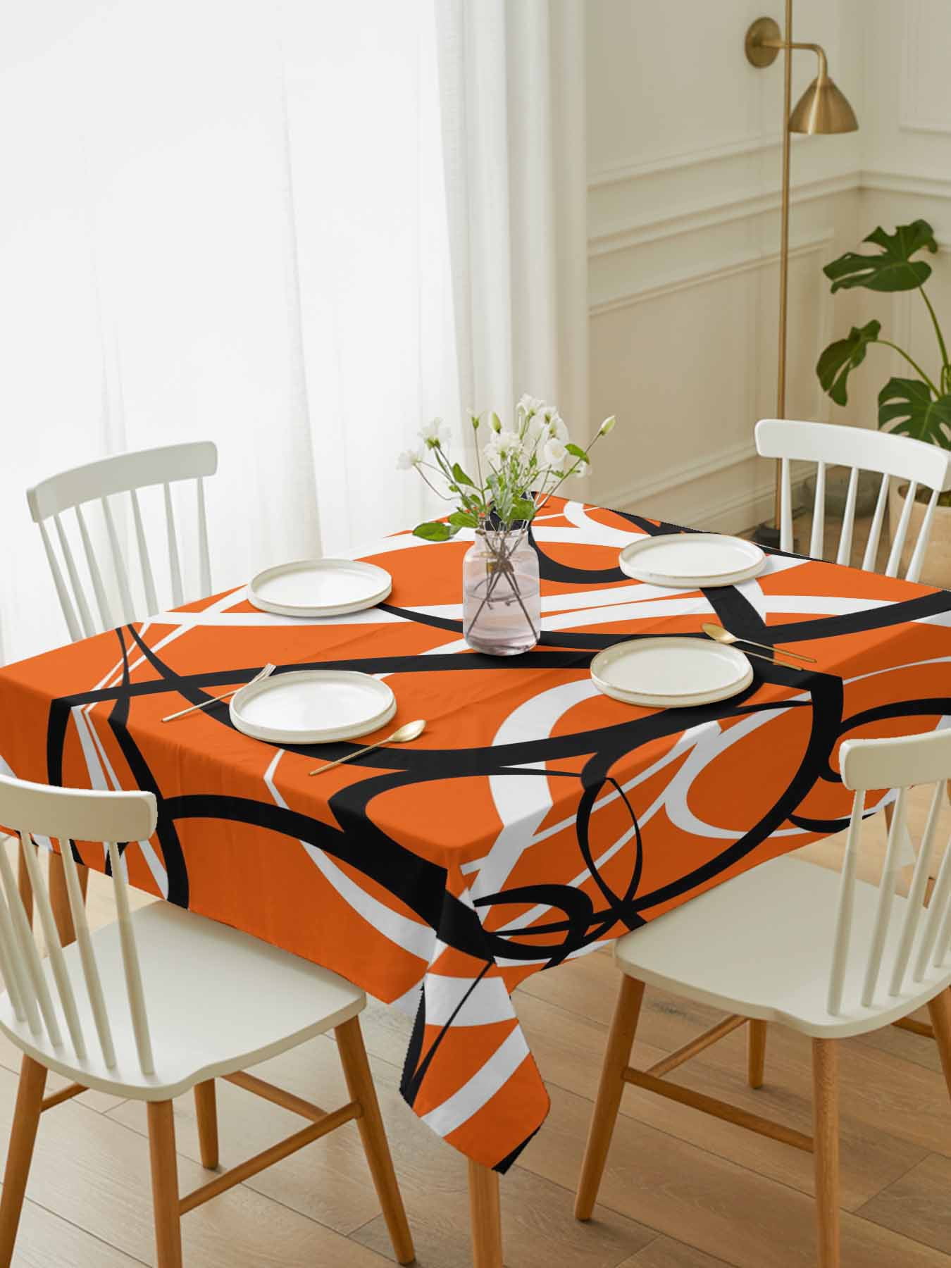 Orange Geometric Tablecloth Rectangle Table Cloth 52x70, Waterproof ...