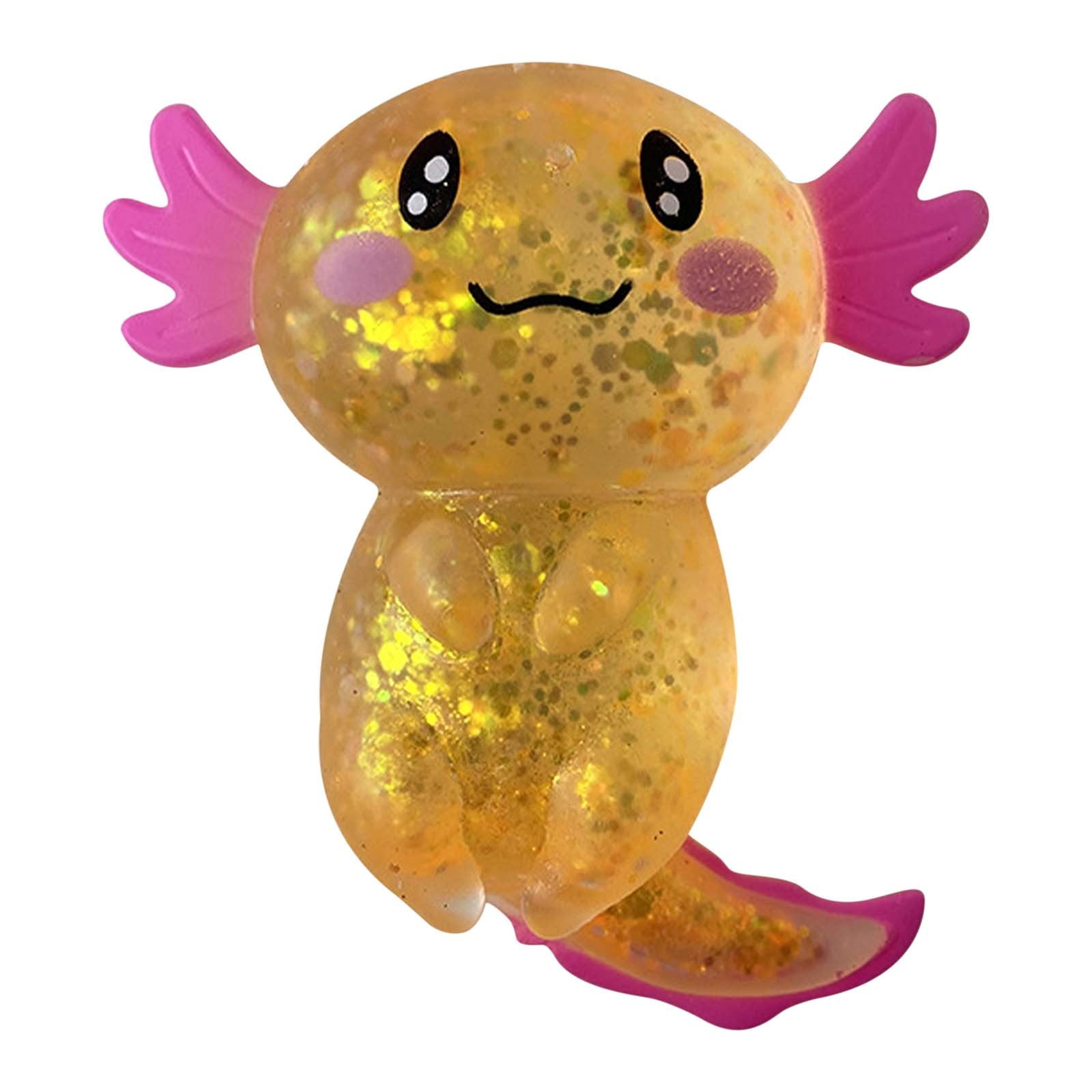 Orange Glitter Axolotl Stretchy Stress Relief Toy Soft Squishy ...
