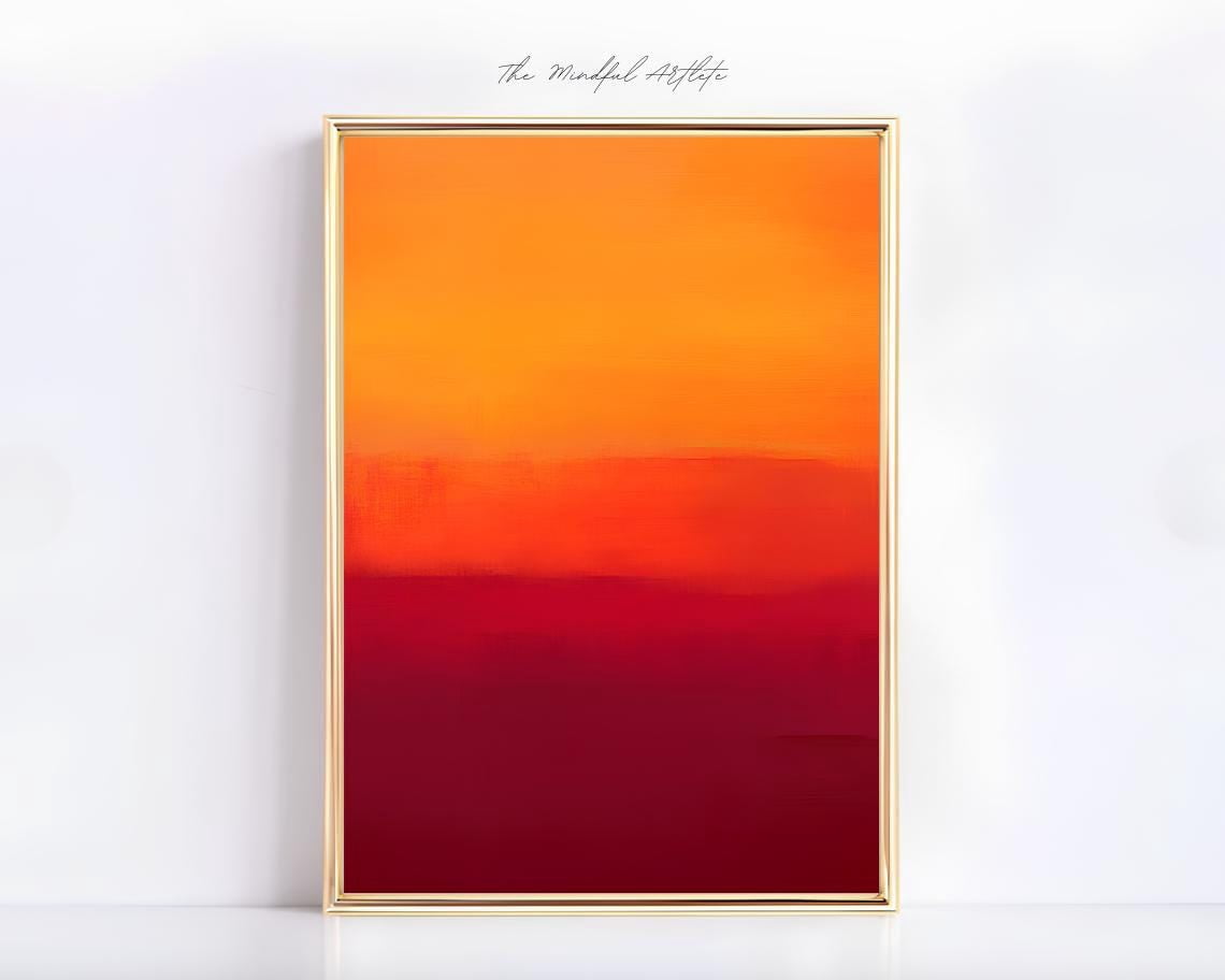 Orange Gradient Abstract Print Red Yellow Rothko Style Contemporary ...