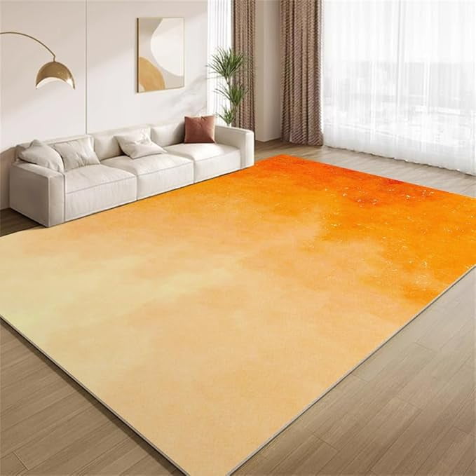 Orange Gradient Area Rug, Modern And Simple Non Slip Soft Living Room ...