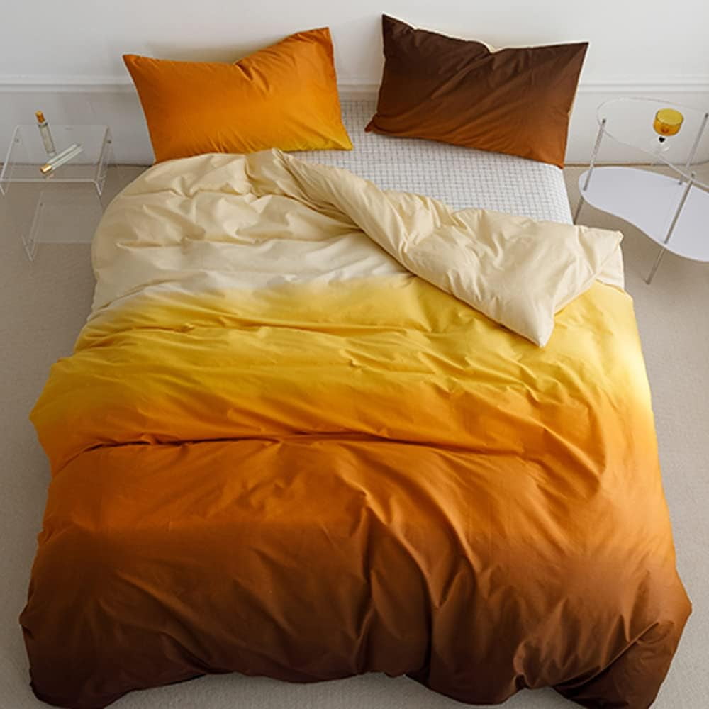 Orange Gradient Duvet Cover Yellow and Orange Soft Farmhouse Abstract ...