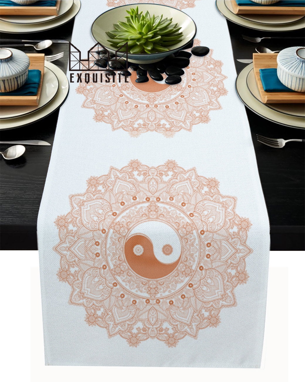 Orange Gradient Mandala Pattern Pattern Table Runner ration Home r ...