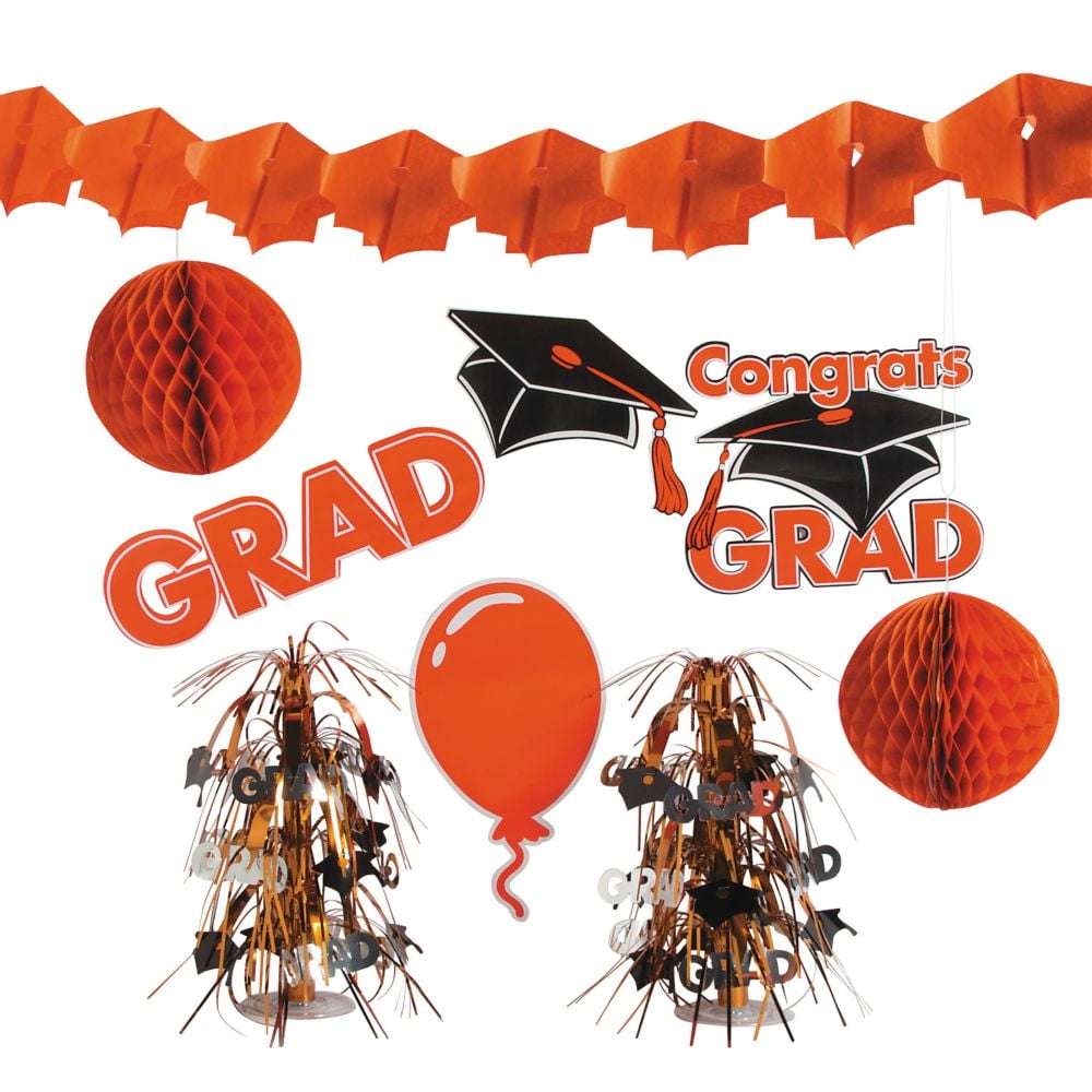 Orange Graduation Decorating Kit - Party Decor - 9 Pieces - Walmart.com
