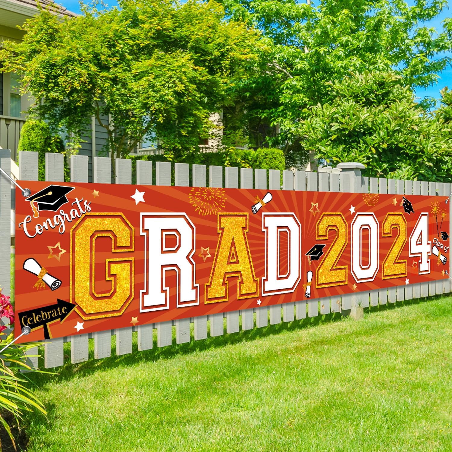 Orange Graduation Yard Sign Banner Class of 2024,Orange Graduation ...
