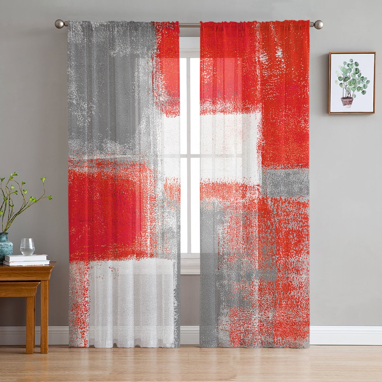 Orange Gray Abstract Texture Curtains For Bedroom Living Room ration ...