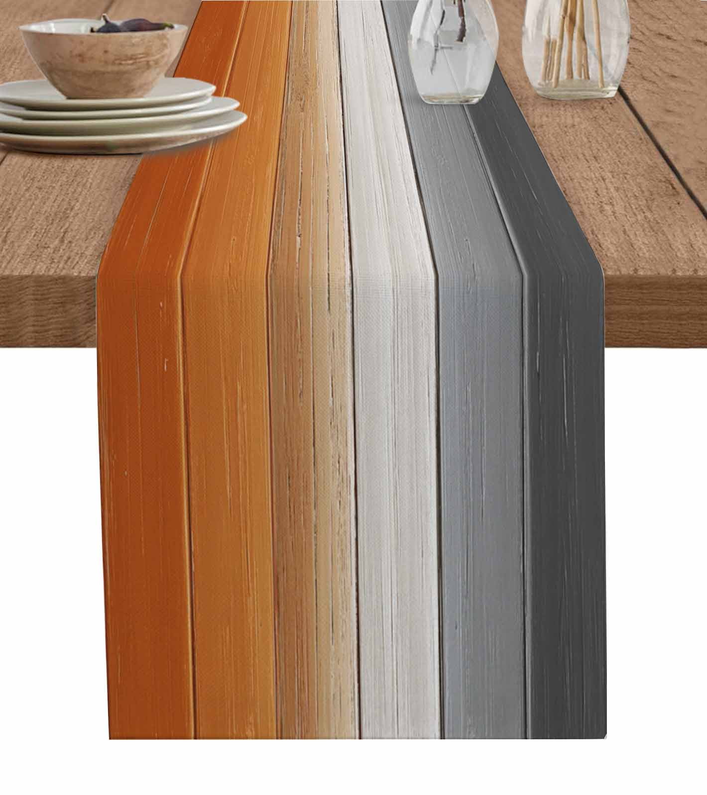 Orange Gray Gradient Short Table Runners 36 Inches, Cotton Linen Fabric ...
