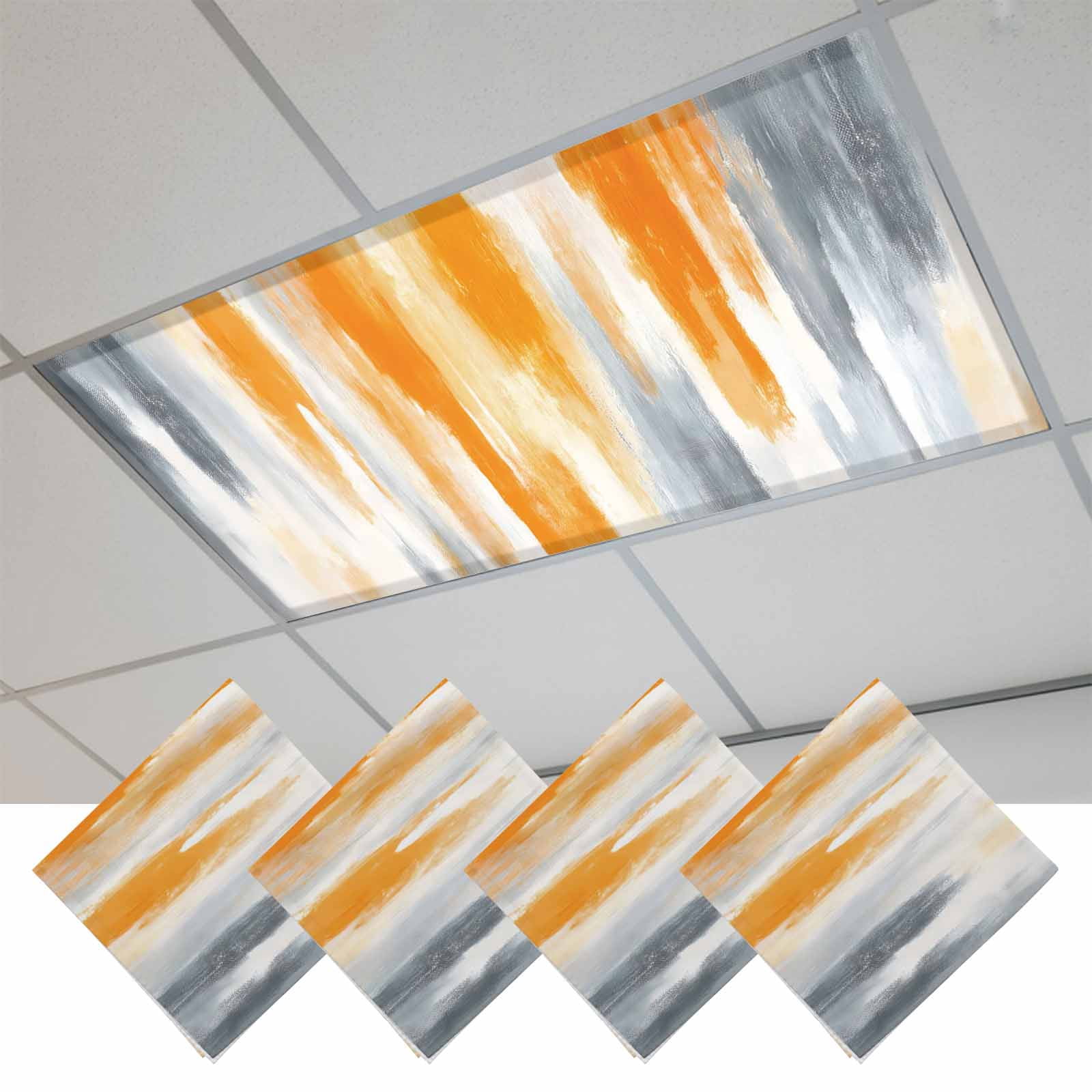 Orange Gray Magnetic Fluorescent Light Covers for Ceiling Lights 2x4Ft ...