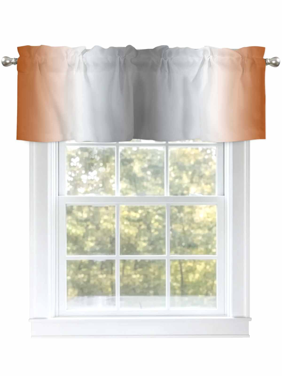 Orange Gray Valances for Windows, Rod Pocket Kitchen Valance Curtains ...