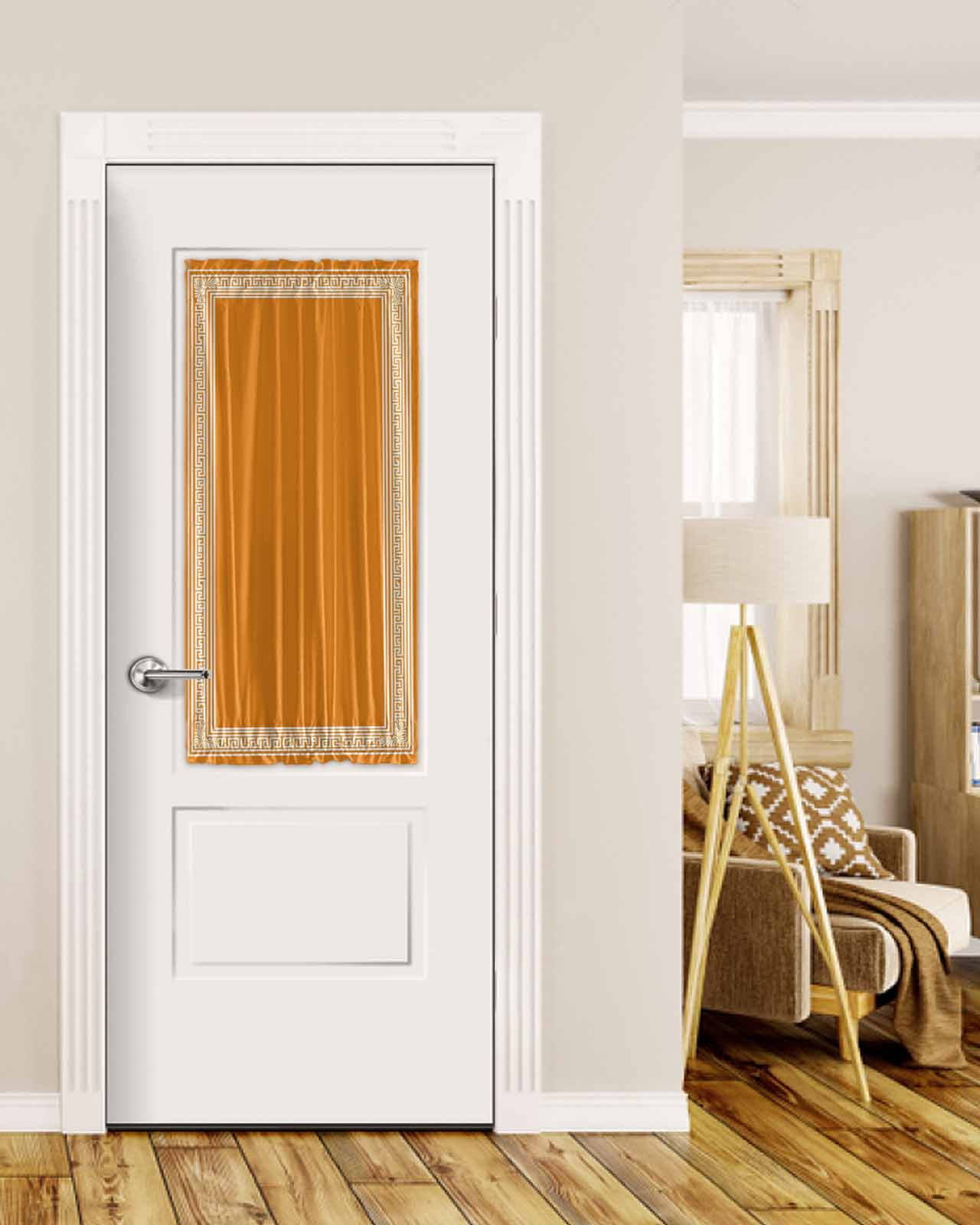Orange Greek Key Blackout Door Curtains for French, Glass,Front, Back ...