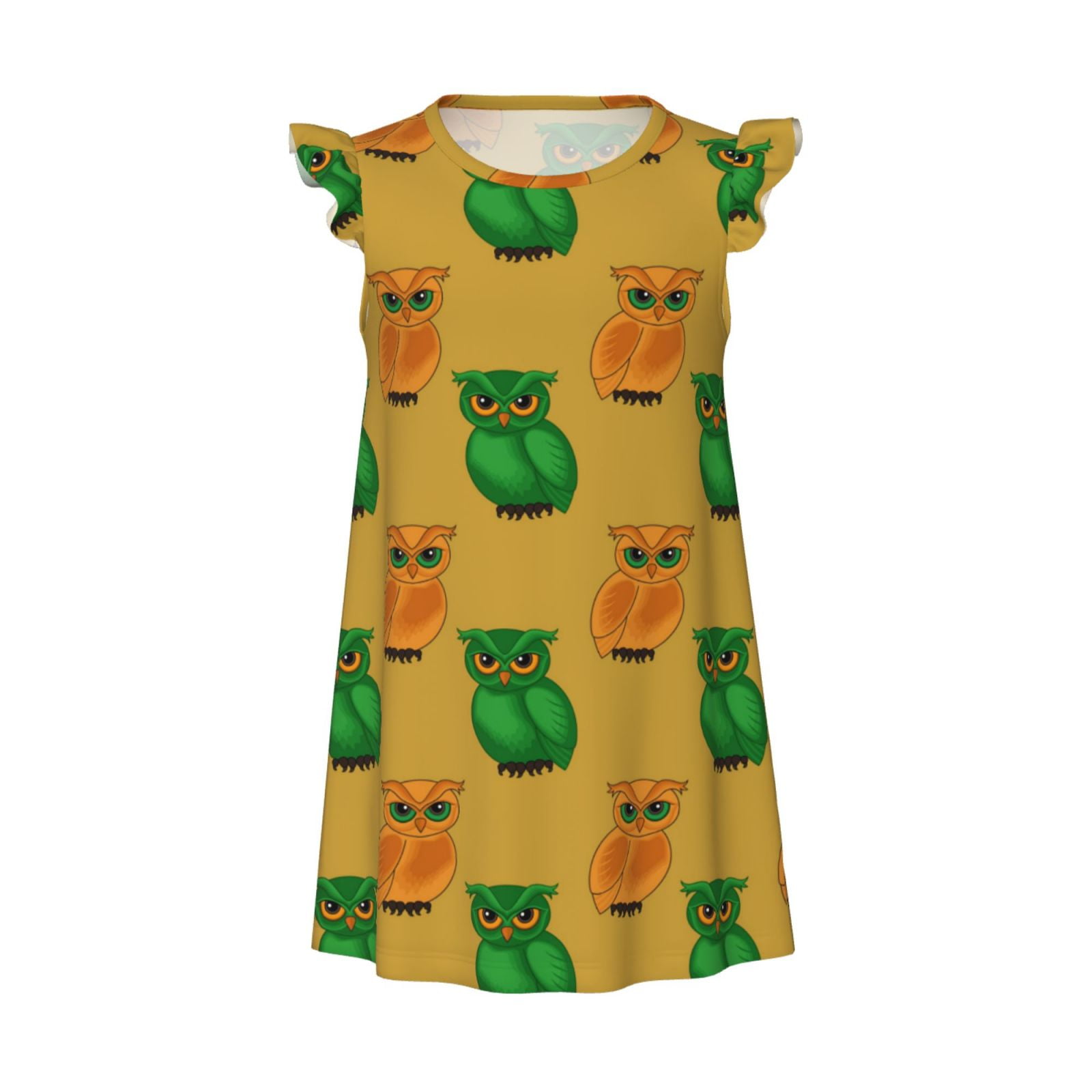 Orange Green Owl Girls Nightgowns, Pajamas for Girls, Soft Flutter ...
