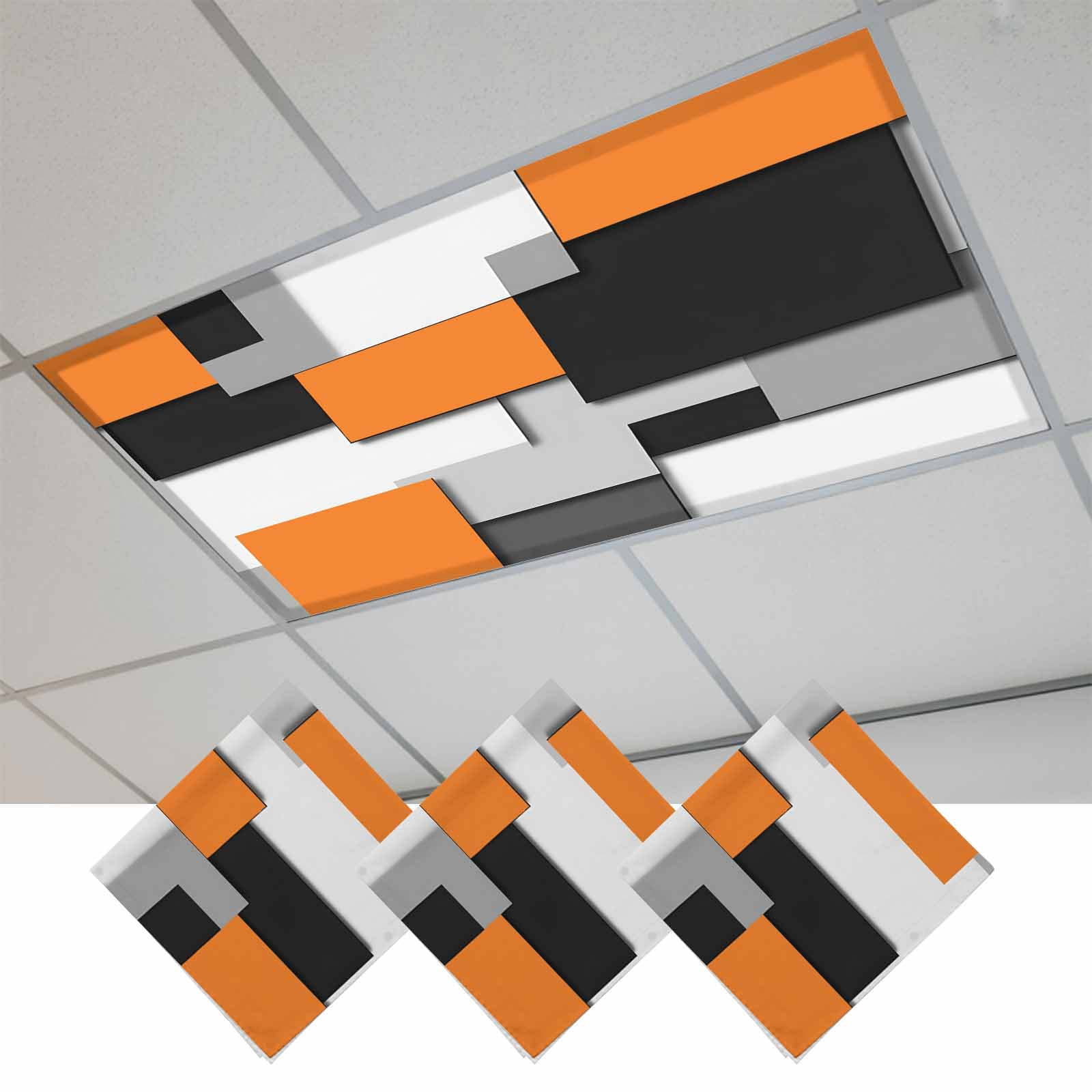 Orange Grey Black Geometric Magnetic Fluorescent Light Covers for ...