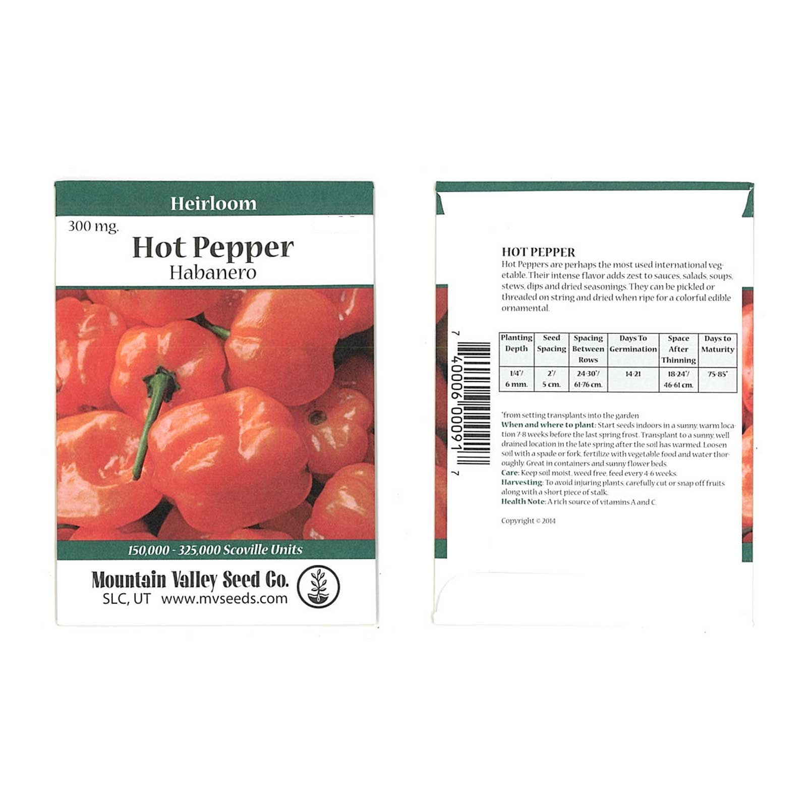Mountain Valley Seed Company Orange Habanero Hot Pepper Seeds, Heirloom ...