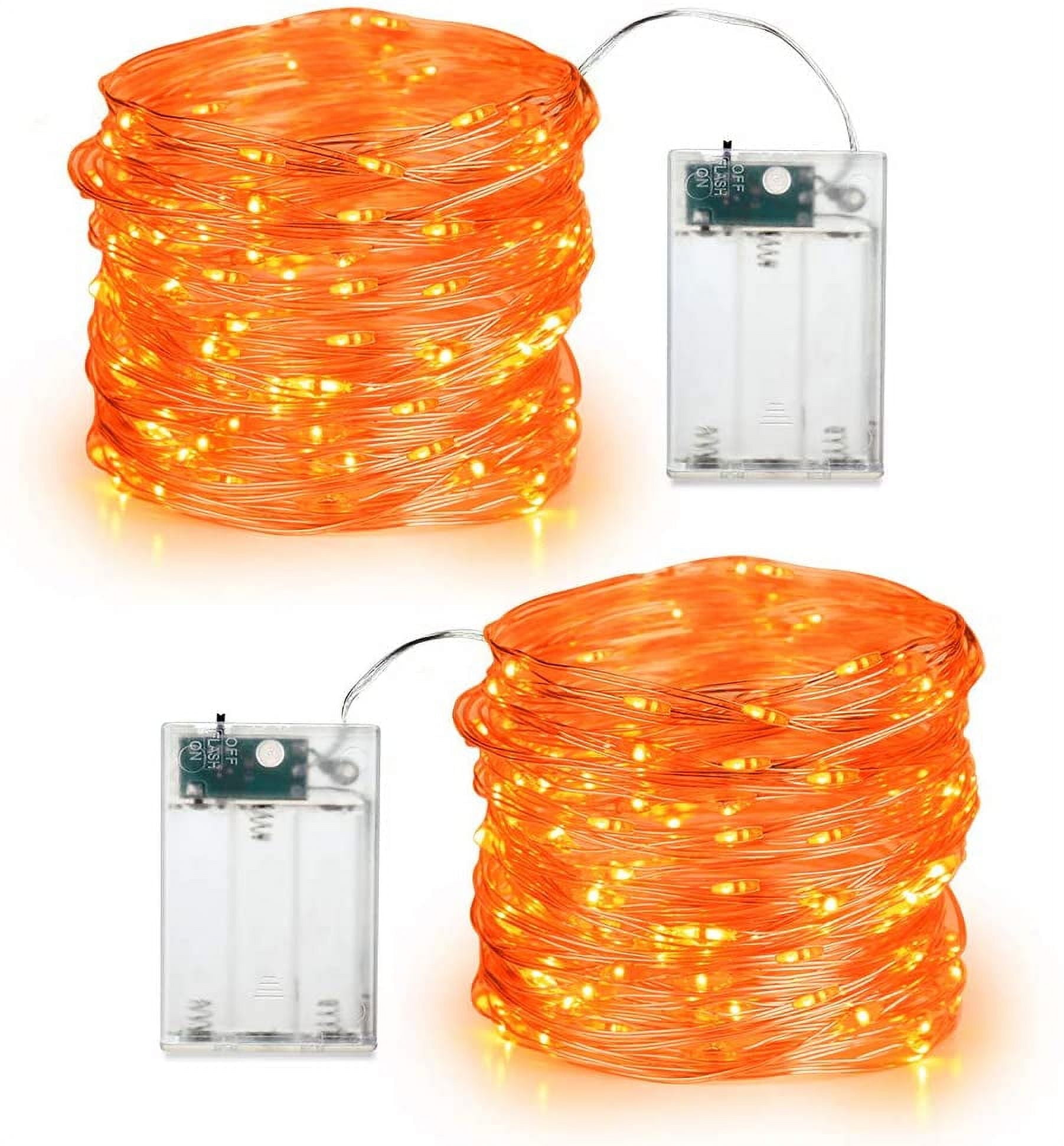 Orange Halloween Lights, 19.47ft 60 D Orange Fairy Lights String, 2 ...
