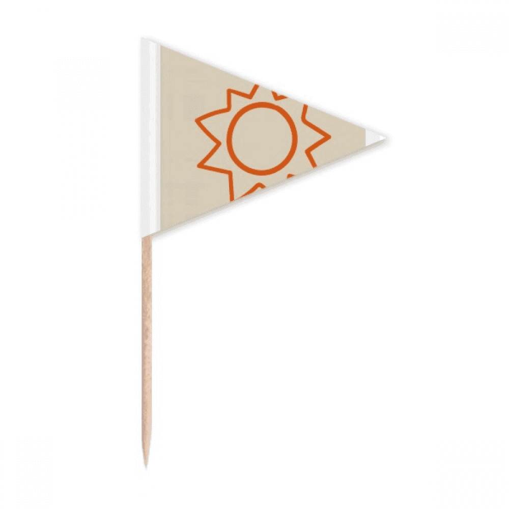 Orange Hand Painting Sun Sunshine Toothpick Triangle Cupcake Toppers ...