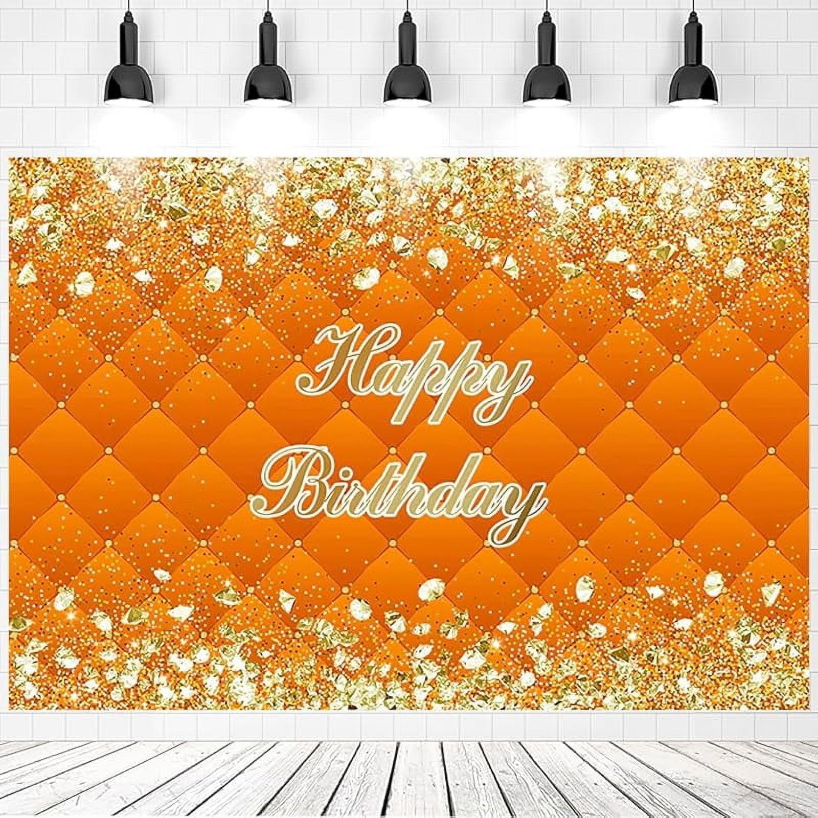 Orange Happy Birthday Backdrop for Adult Birthday Party Decoration ...